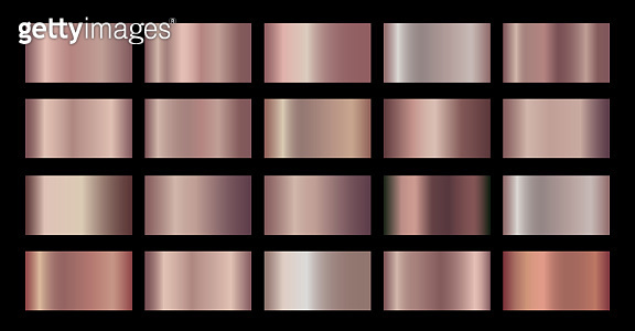 Pink, Rose Gold Vector foil texture gradients templates set. Collection ...