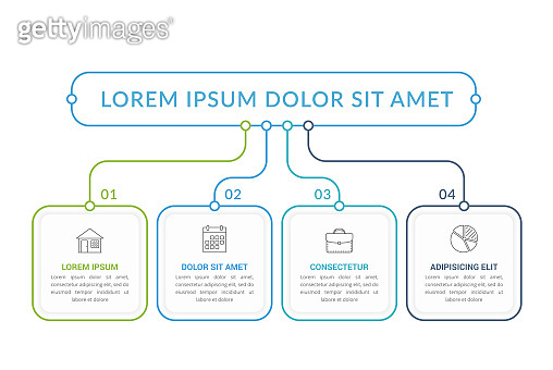 Flow chart with 4 Steps (1150440086) - 게티이미지뱅크