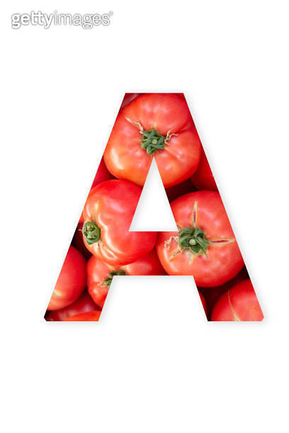 Letter A of Capital letters alphabet. Single letter Made of tomatoes ...
