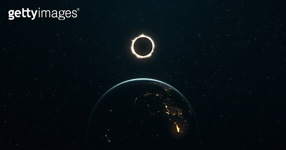 Total Solar Eclipse Seen From Outer Space (Vertical Alignment ...