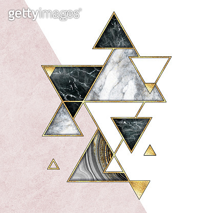 Abstract geometric background. Modern marble mosaic inlay. Black pink ...