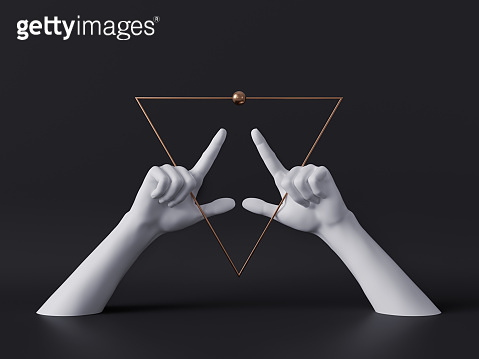3d render, white decorative female mannequin hands isolated on black ...