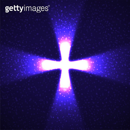 Abstract shining cross with glowing rays and particles 이미지 (1192726144 ...