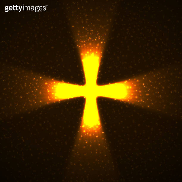 Abstract shining cross with glowing rays and particles 이미지 (1189602822 ...