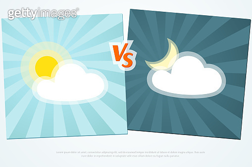 Versus VS Background Day vs night on a blue background of lines rays ...