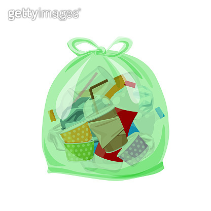 plastic waste packed in the transparent plastic bags for waste ...