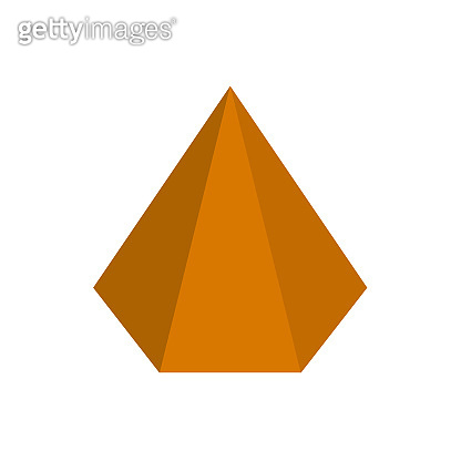 brown hexagonal pyramid basic simple 3d shapes isolated on white ...