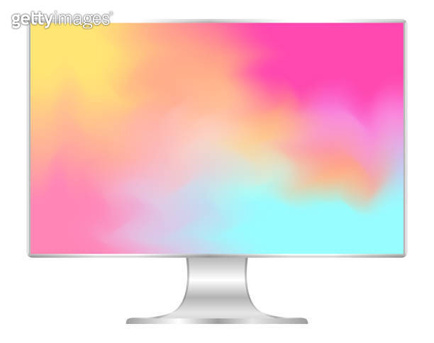 mock up computer and wallpaper colorful colors, flat monitor with multi ...