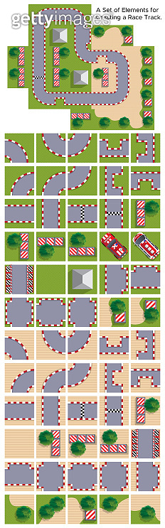 A set of seamless elements for creating a race track. 이미지 (1177584601 ...