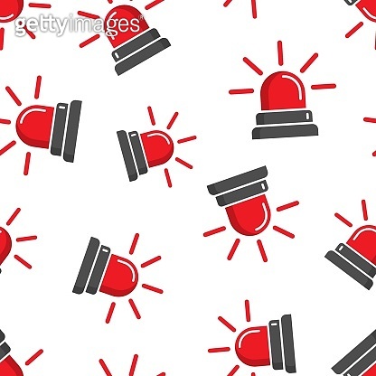Emergency siren icon seamless pattern background. Police alarm vector ...