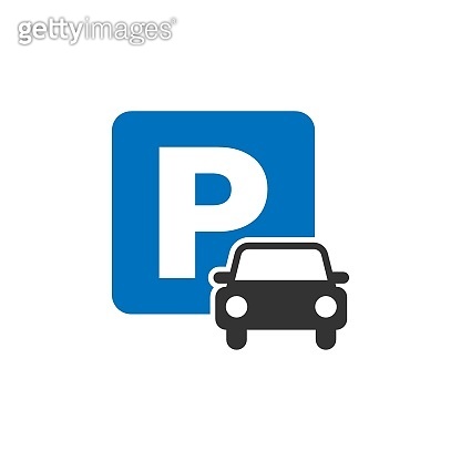 Car parking icon in flat style. Auto stand vector illustration on white ...