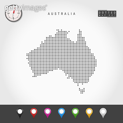 Vector Dots Map of Australia. Simple Silhouette of Australia. Realistic ...