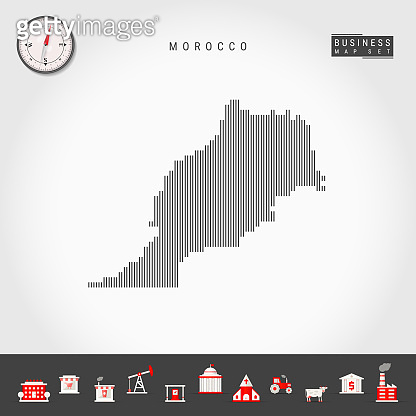 Vector Vertical Lines Map of Morocco. Striped Silhouette of Morocco ...