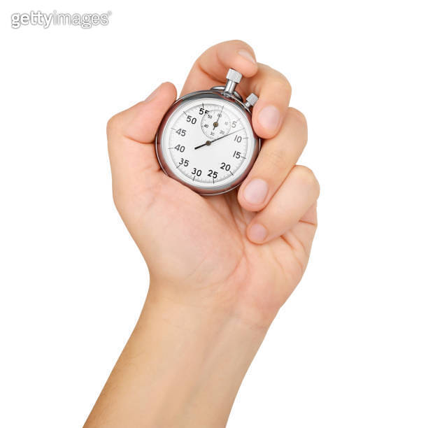 Hand hold mechanical analog stopwatch isolated on white 이미지 (1194796238 ...