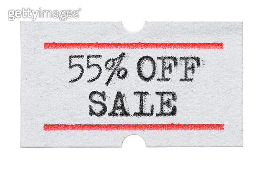 55 % OFF Sale printed on price tag sticker isolated on white ...