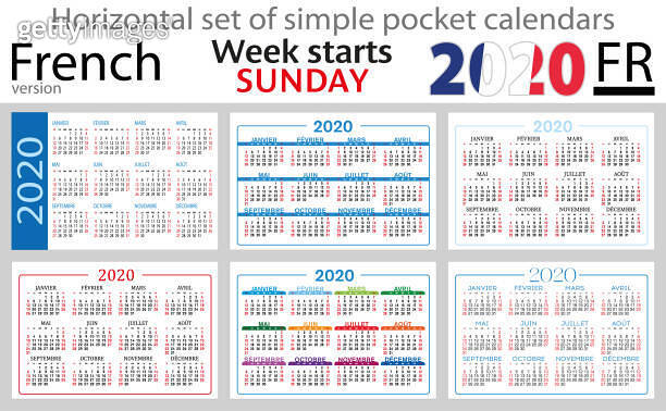 French horizontal set of pocket calendars for 2020 이미지 (1168143015 ...