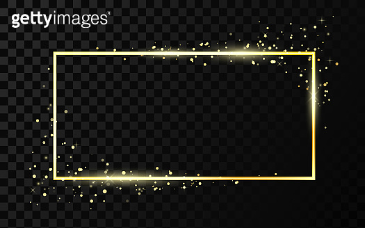 Golden frame template with glitter effect for banner, poster or ...