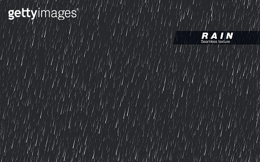 Seamless rainfall texture. Rain drop. Vector isolated on dark ...