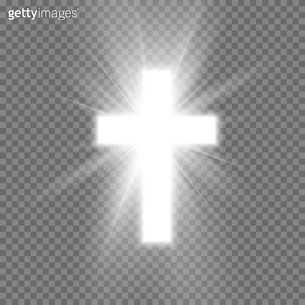 White Cross with glow symbol of christianity. Symbol of hope and faith ...