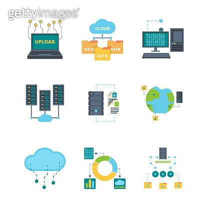 Data center icon. Cloud technology security management data bases ...
