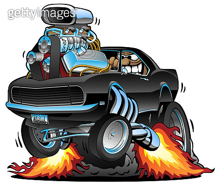 Classic Muscle Car Popping a Wheelie, Huge Chrome Engine, Crazy Driver ...
