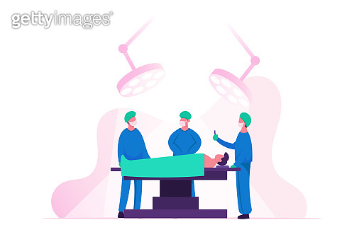 Surgeon Making Operation to Patient Lying on Bed at Surgery Room in ...