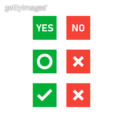 Yes no circle cross and checkmark isolated buttons or symbols. True or ...