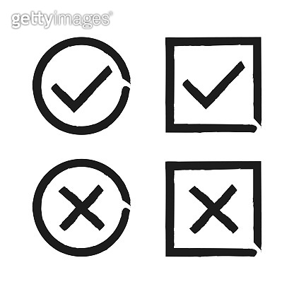 Check mark isolated hand drawn button for concept design. Check list ...
