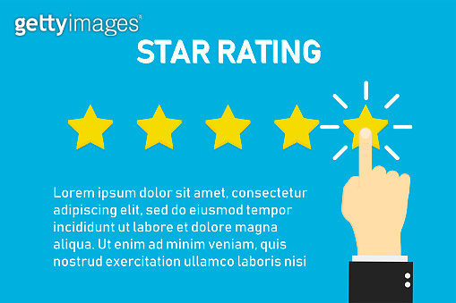 Star rating hand finger on star. Feedback illustration. Positive symbol ...