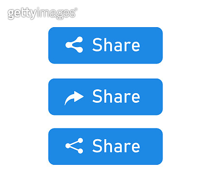Blue share button isolated on white background. Internet technology ...