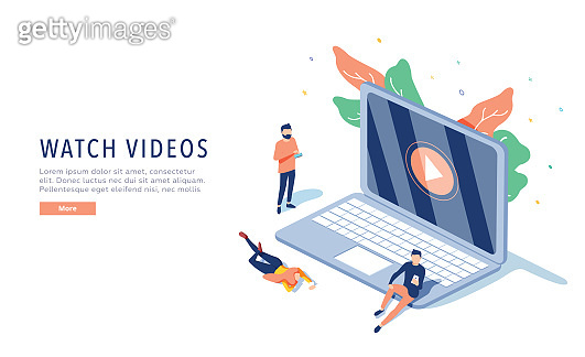 people streaming online video with their laptop, smartphone vector ...