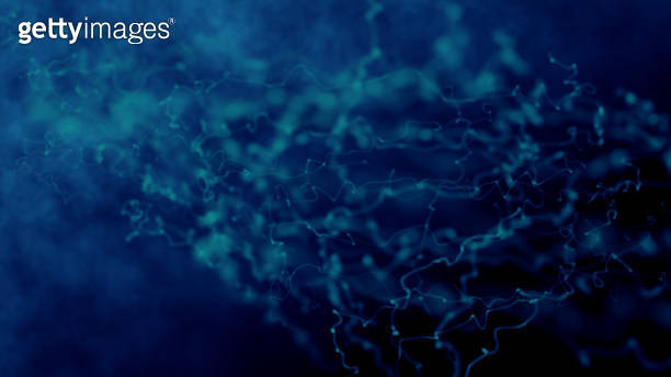 Liquid under water deep sea ocean particle abstract background, 3D ...