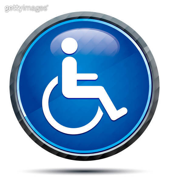 Wheelchair handicap icon Exclusive Blue Round Button 이미지 (1163977345 ...