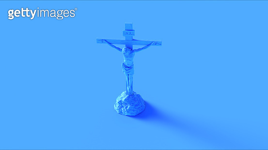 Blue Jesus Christ on the Cross with a Crown of Thorns Jesus of Nazareth ...