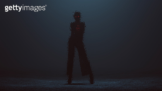 Futuristic Cyber Punk Demon Digital Virus Formed out of lots of Small ...