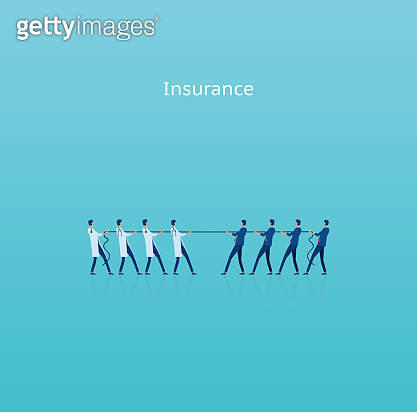Vector of businessmen pulling rope with group of doctors. 이미지 ...
