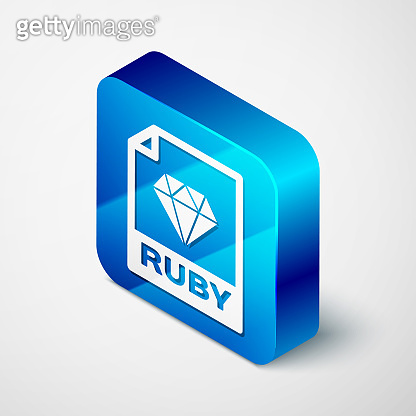 Isometric RUBY file document icon. Download ruby button icon isolated ...
