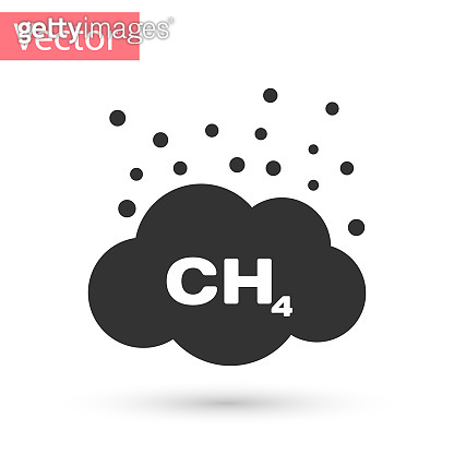 Grey Methane emissions reduction icon isolated on white background. CH4 ...