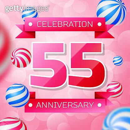 Realistic Fifty five 55 Years Anniversary Celebration design banner ...