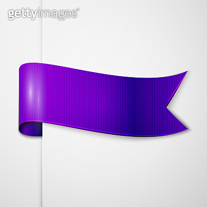 Realistic shiny indigo ribbon isolated on white background. With space ...