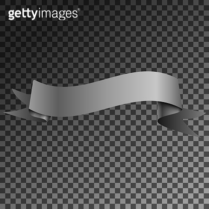 Realistic Shiny Grey Ribbon banner isolated on transparent background ...