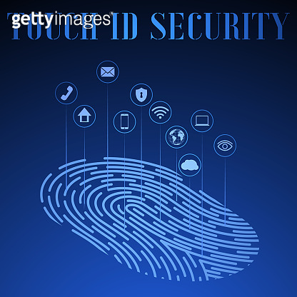 Fingerprint scan icon, iot mobile smartphone technology ecosystem app ...