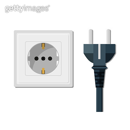 Electric pin prong disconnect. Pin socket and electricity plug isolated ...