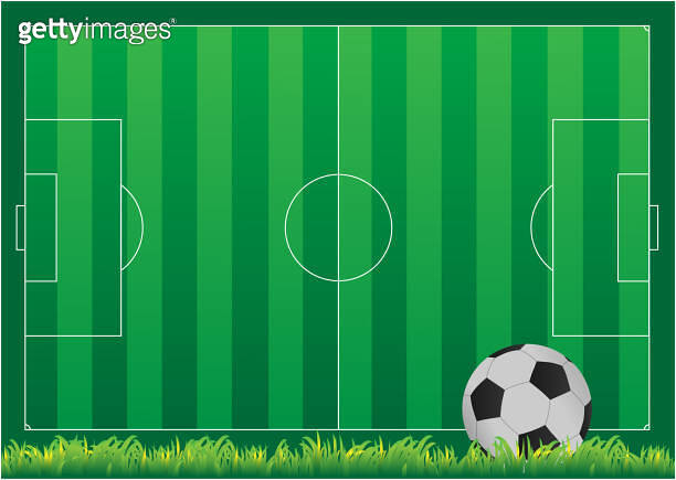 Football field, soccer field set with football ball 이미지 (1130024468 ...