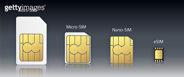 e SIM Embedded SIM card icon symbol concept. new chip mobile cellular ...
