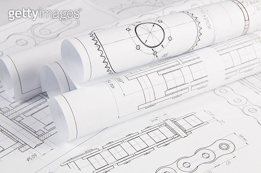 Engineering drawings of driving roller chain 이미지 (1156781525) - 게티이미지뱅크