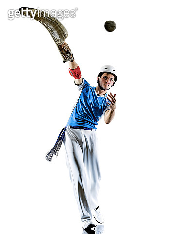Jai alai Basque pelota Cesta Punta player man isolated silhouette ...