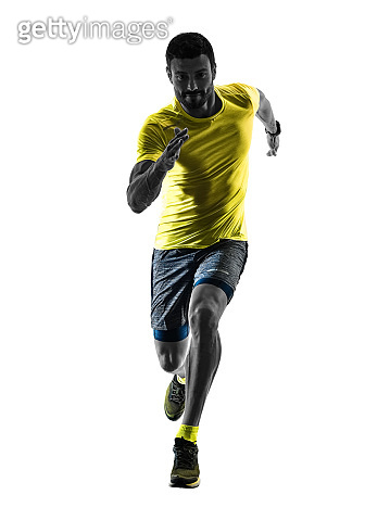 man runner running jogger jogging isolated silhouette white back 이미지 ...