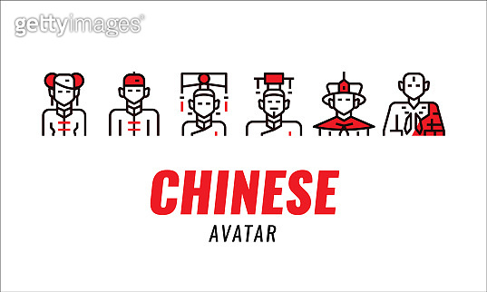 Chinese Traditional Avatar. Flat Character design and icons. vector ...