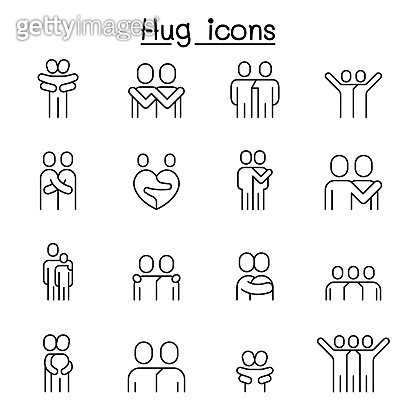 Lover, hug, friendship, relationship icon set in thin line style ...